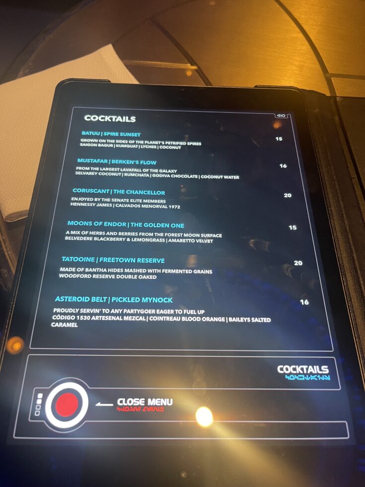 Disney Wish Star Wars Hyperspace Lounge Bar Menu - The Experience You ...